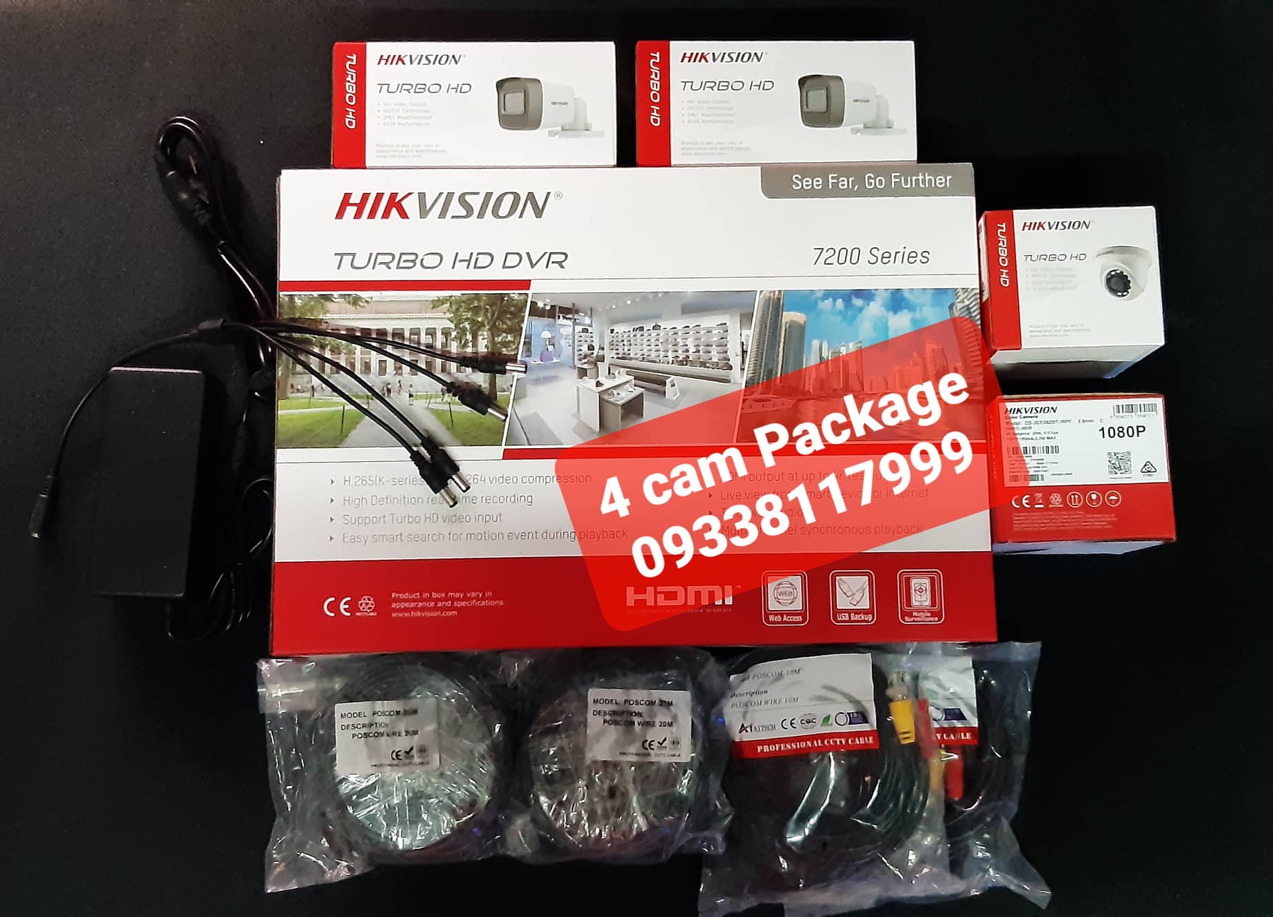 Hikvision DVR 4 Channel camera CCTV Package Complete System DIY Ready ...