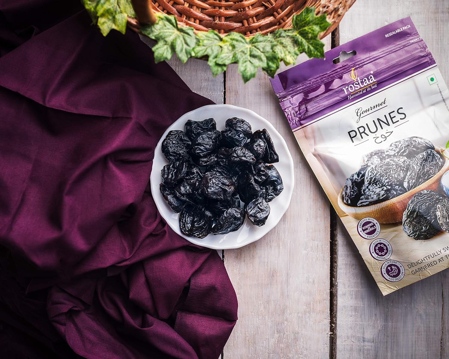 Rostaa Dried Pitted Prunes (Gluten Free, Non-GMO & Vegan) (227g (Pack ...