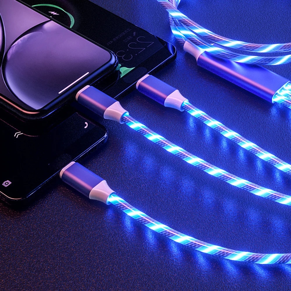 3-in-1 Multi USB Universal Flowing LED Light Up Phone Charge Cable ...
