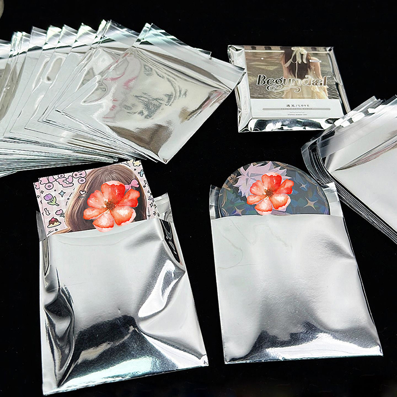 50pcs Silver Photocard Sleeves Self-adhesive Card Cover Idol Photo ...