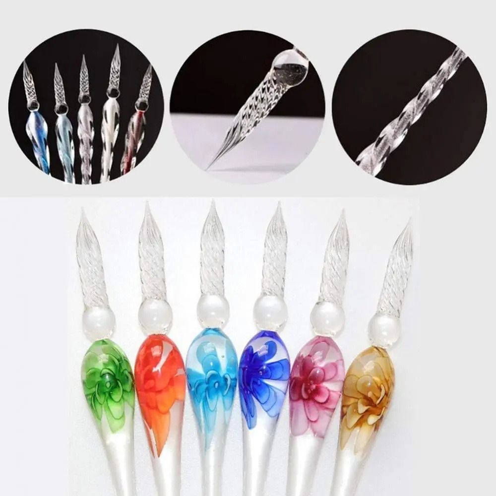 DIY Craft Vintage Floral Dip Pen Signature Smooth Glass Fountain Pen ...