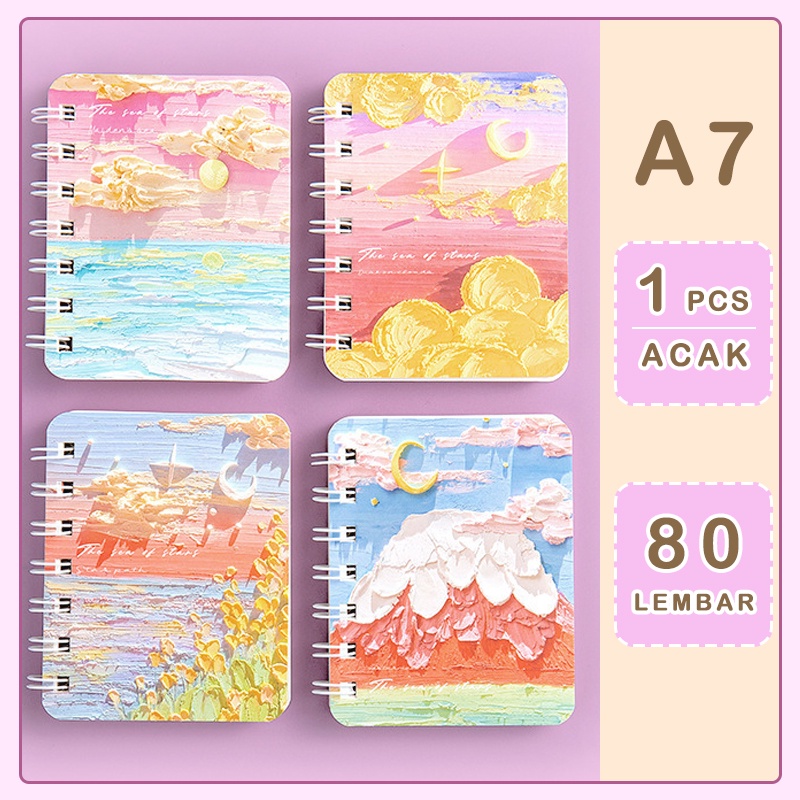 notebook mini A7 buku Kecil Catatan/notebook ring motif/Buku Notes ...