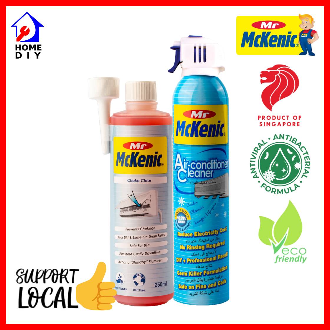 Mr McKenic Air-con Cleaner 374g + Choke Clear 250ml Twin Pack - Eco ...