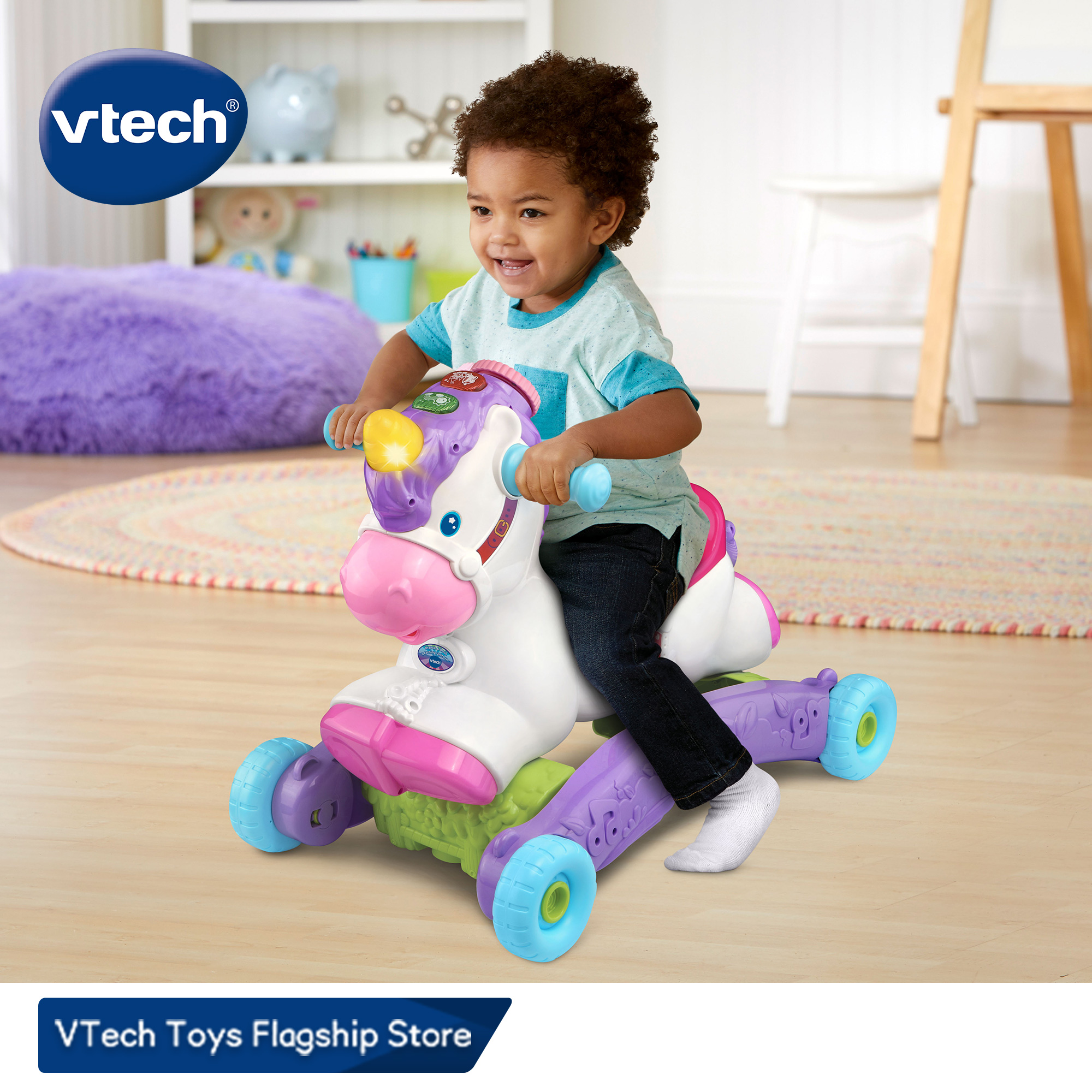 VTech 2 in 1 Rocking Horse Ride-On Toys Prance and Rock Learning ...