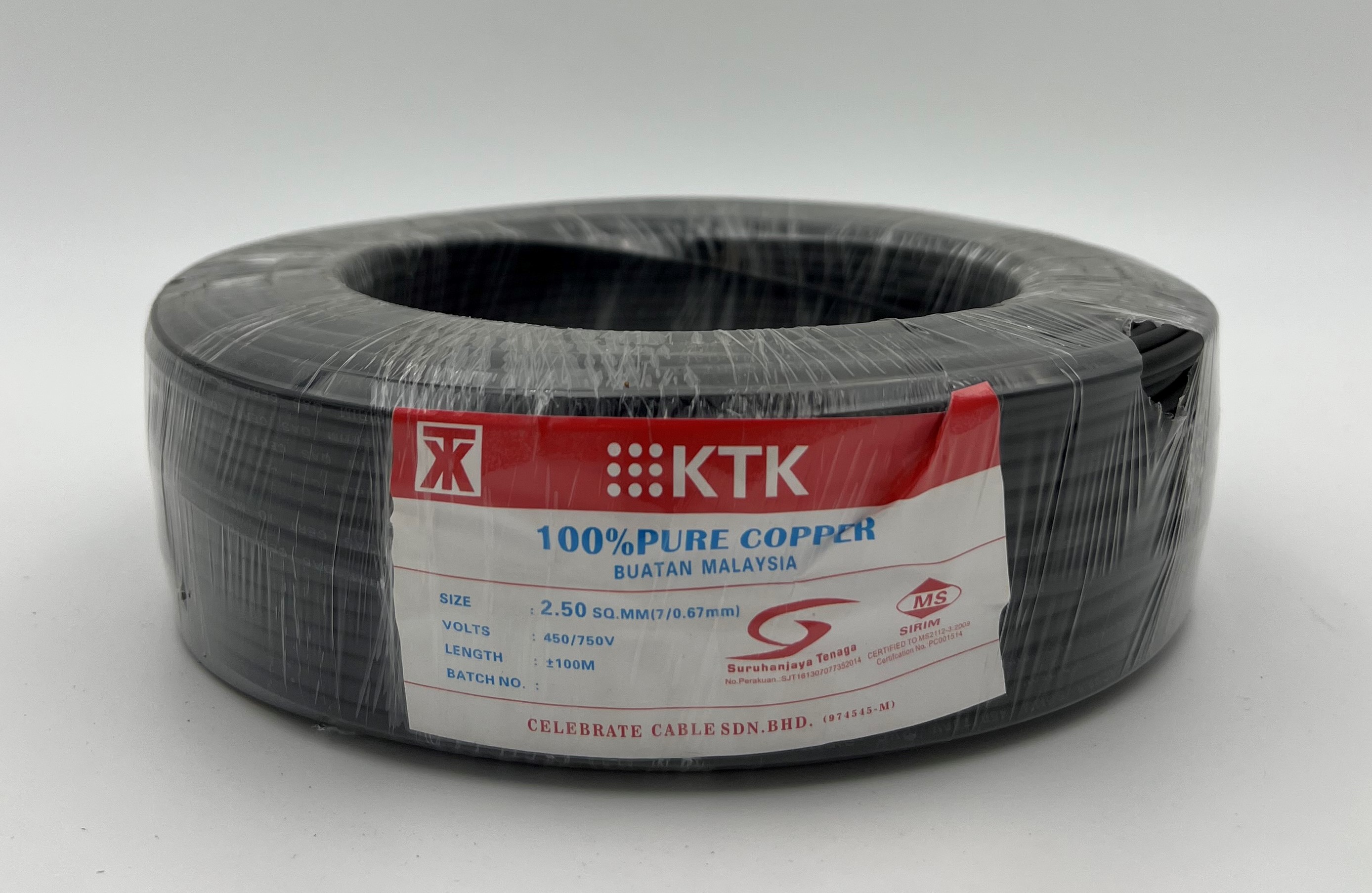 KTK Kabel PVC Cable 2.5MM² Insulated 100% Pure Copper Cable (SIRIM ...