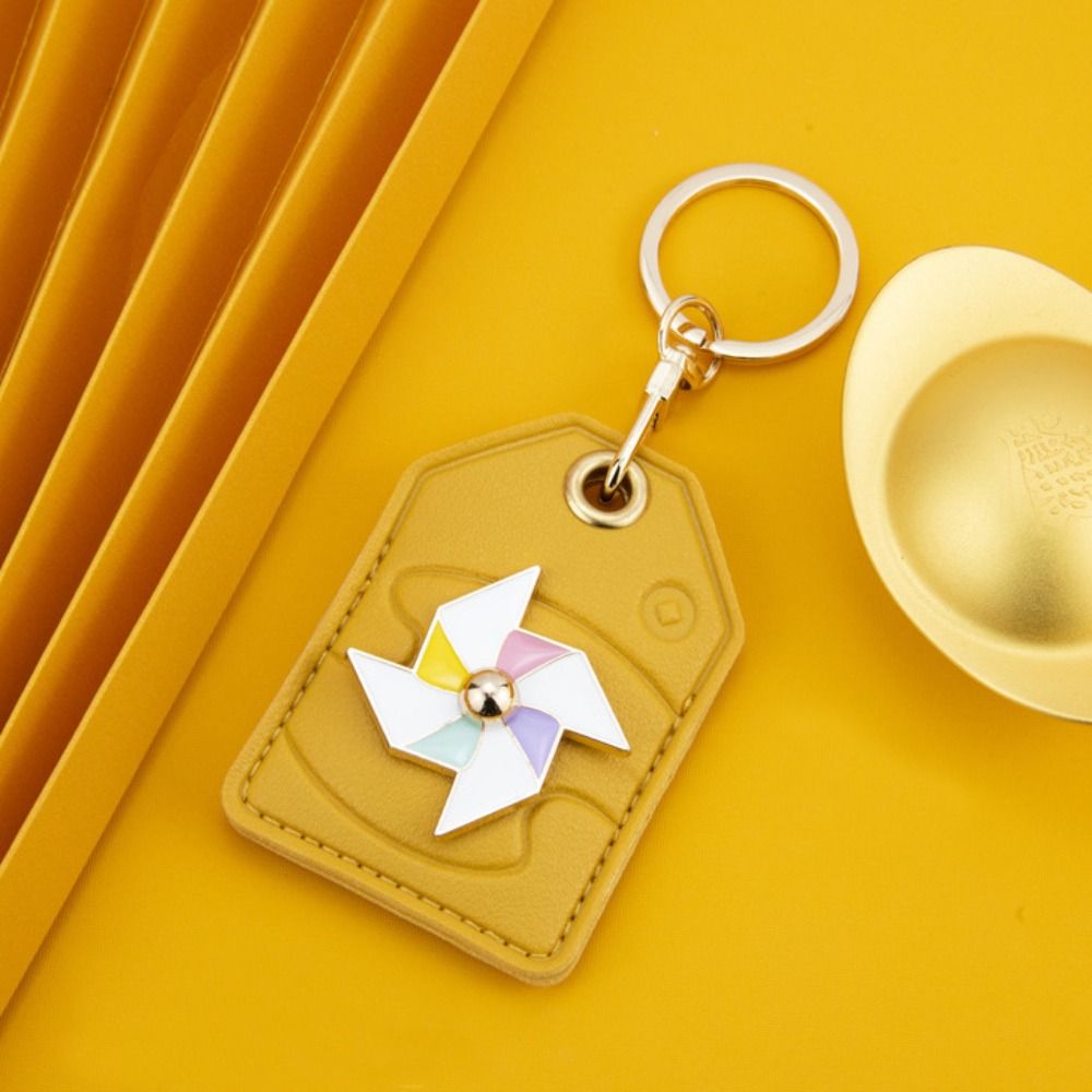 Leather Rotating Windmill Keychain Creative Cute Entrance Guard Card ...