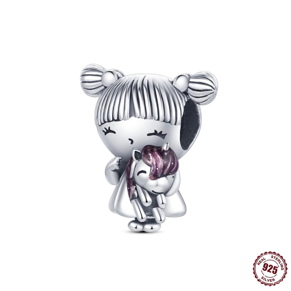 S925 Sterling Sliver Charms Cartoon Boys Girls Couple Beads Fit Pandora ...