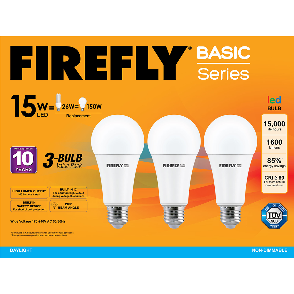Firefly Basic 3-LED Bulb V.Pack 15W DL - V30EBI115DL | Lazada PH