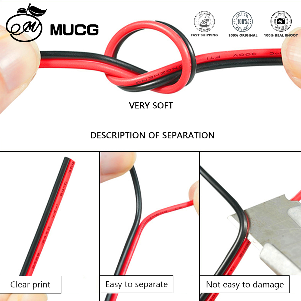 2 pin cable red black Soft Electrical wires 5V 9V 12V LED strip speaker ...