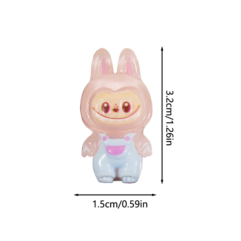 5Pcs Cartoon Cute Luminous Labubu Doll Micro Landscape Mobile Phone ...