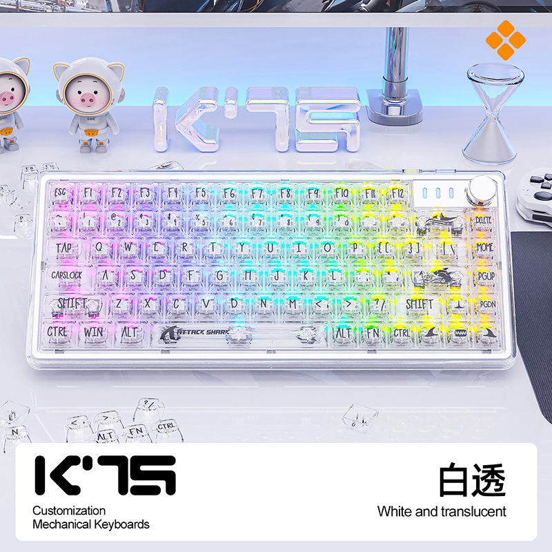 Attack Shark K75 Transparent Mechanical Keyboard Customized Wired RGB ...