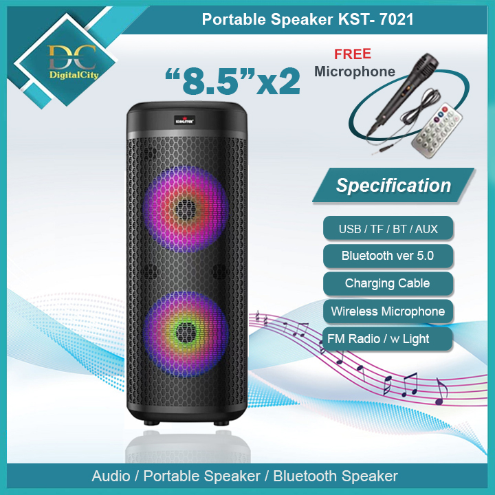 DIGITAL KST-7021 8 inch super bass speaker with FM radio wireless karaoke DJ party wireless ...