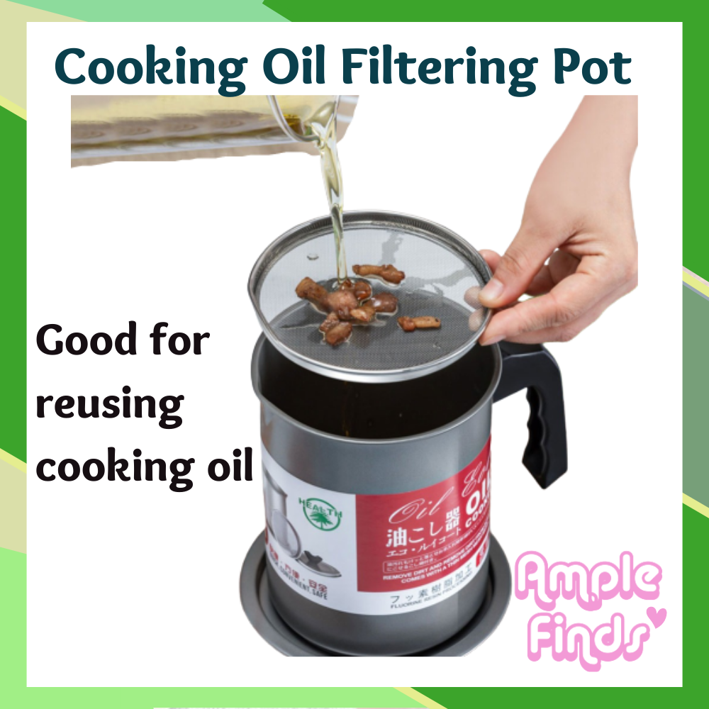 Ample Finds. Stainless Steel Filtering Pot | Cooking Oil Filter Pot ...