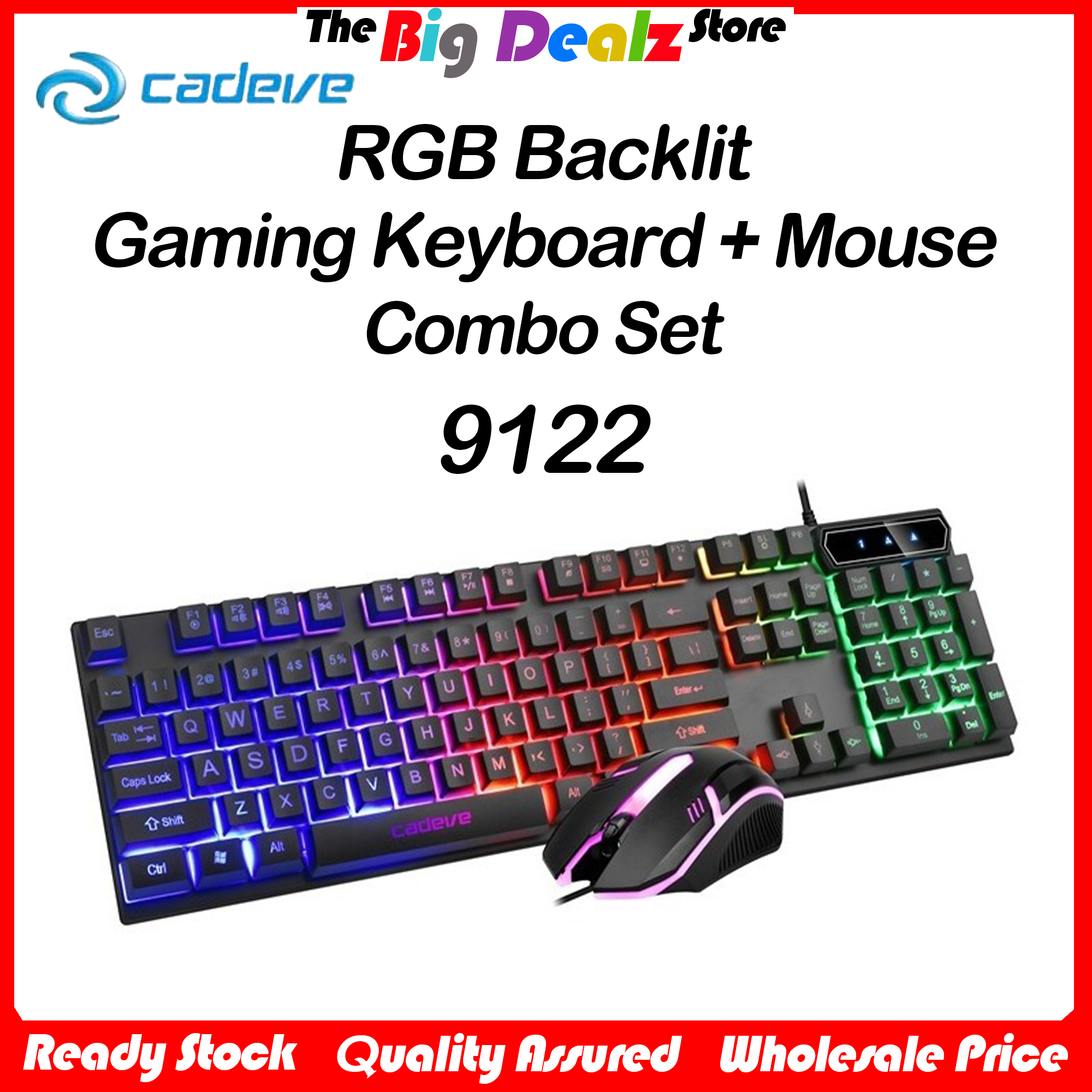 Cadeve Gaming Keyboard 9122 RGB Backlit LED keyboard, Gaming Keyboard ...