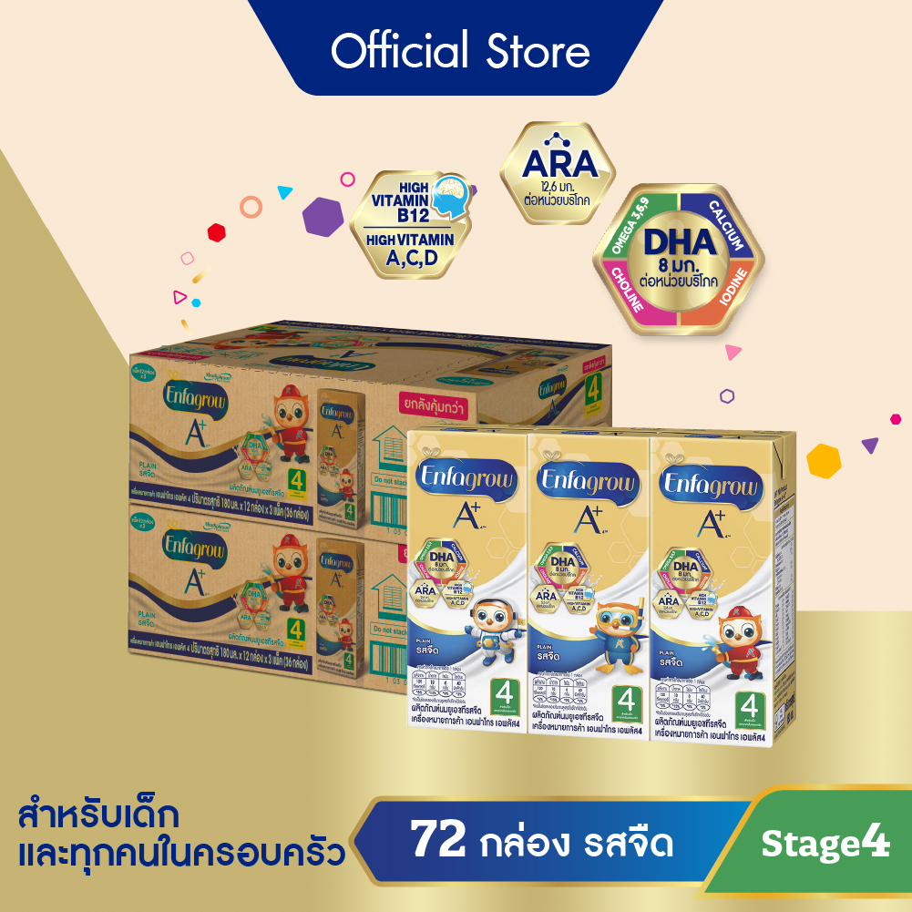 นมกล่อง เอนฟาโกร ยูเอชที สูตร4 ชนิดจืด (36 กล่อง) x2 ลัง Enfagrow UHT ...