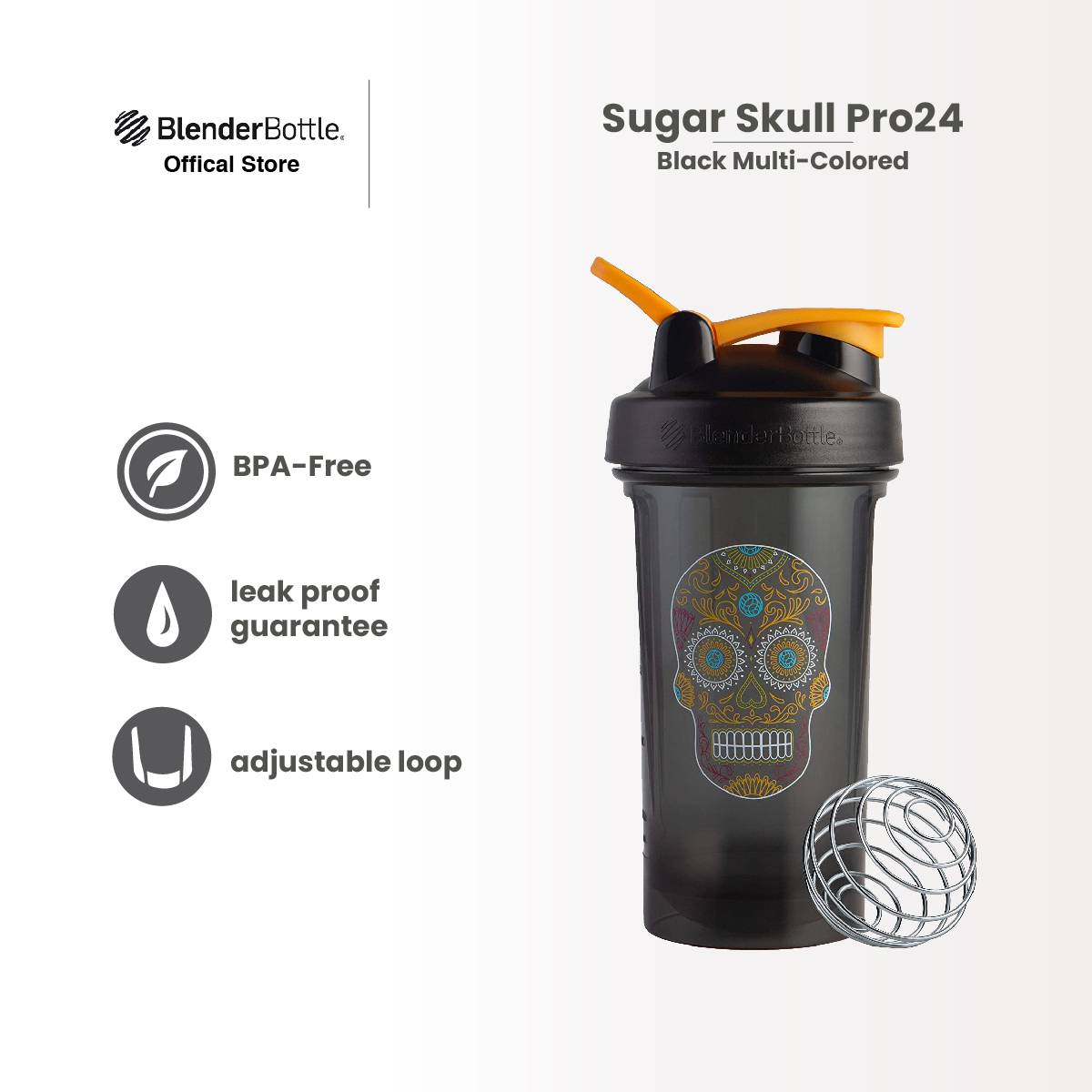 BlenderBottle Pro 24oz - Sugar Skull Special Edition - Tritan / Round ...