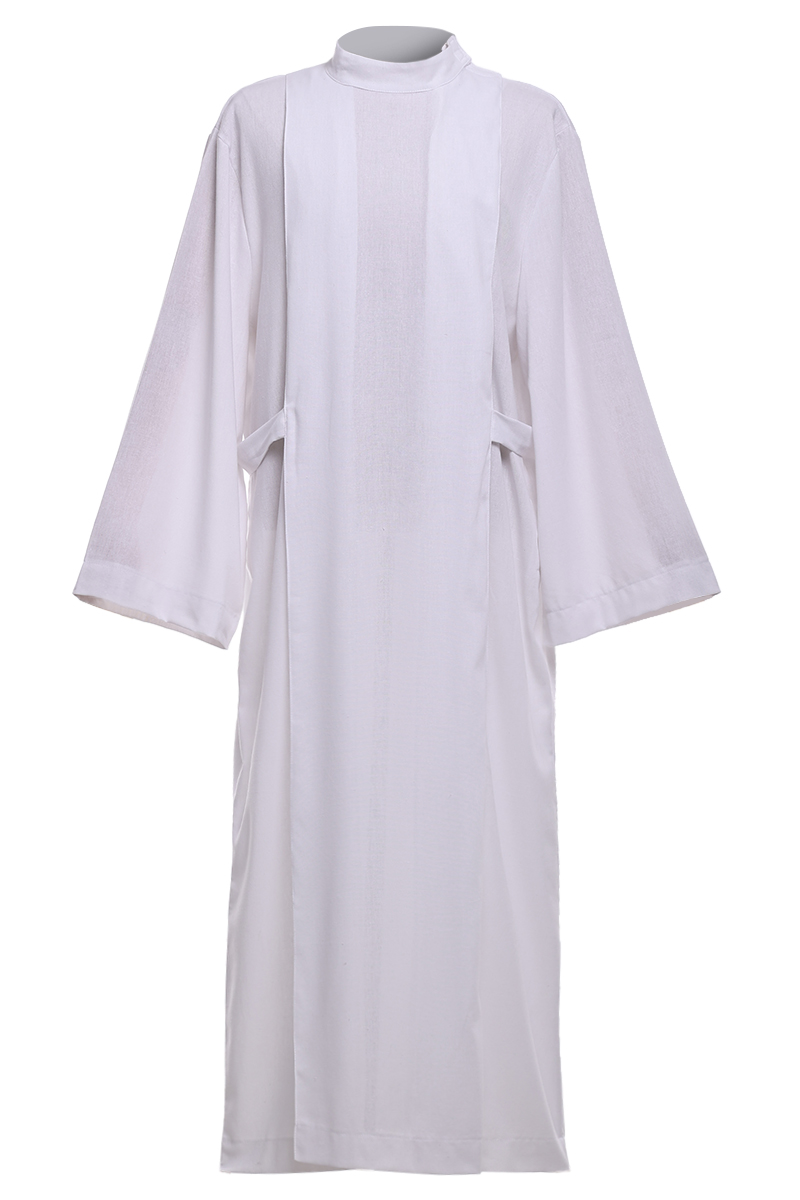 White Alb Clergy Church Backing Vestments Priest Long Robe Stand Collar ...