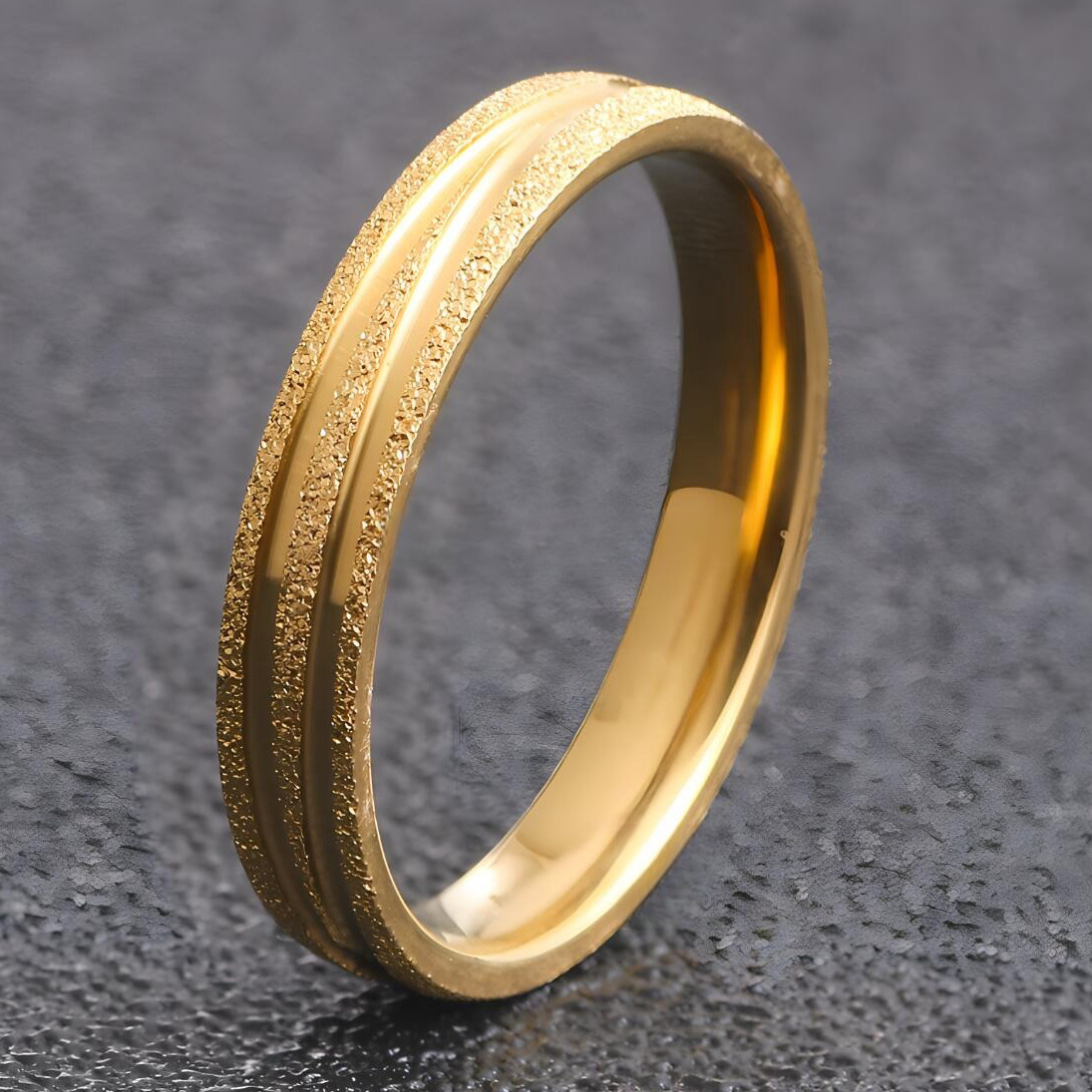 【Innovative designs】New Gold Titanium Steel Ring Simple Frosted Jewelry ...