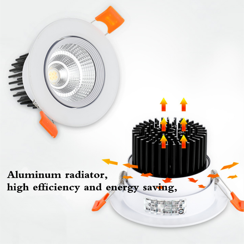 Dimmable Recessed LED Downlights 5W 7W 9W 12W 15W 18W COB LED Ceiling ...