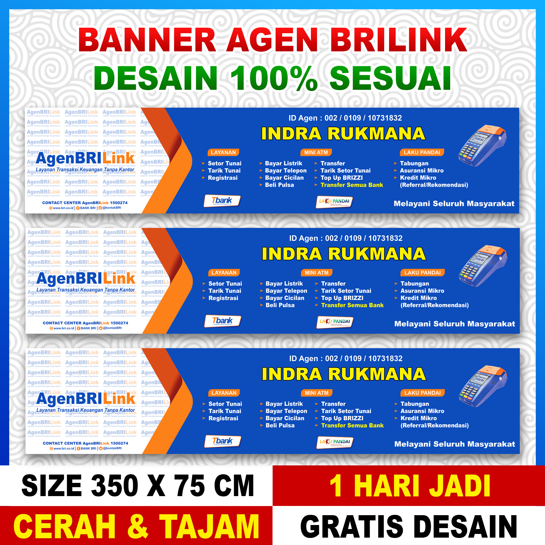 BANNER BRILINK / SPANDUK BRI 350 x 75 cm / BRILINK BRI LINK | Lazada ...