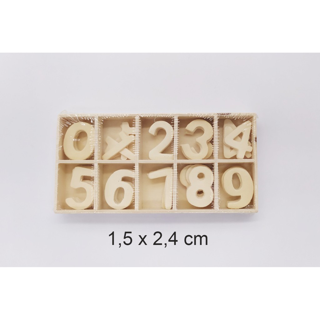 Wooden Letter Tulisan kayu Kecil Timbul Number Warna Natural Angka DIY ...