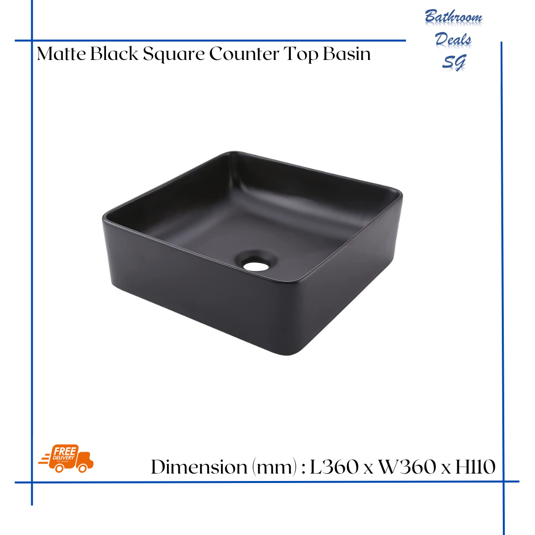 Matte Black Square Counter Top Basin | Lazada Singapore