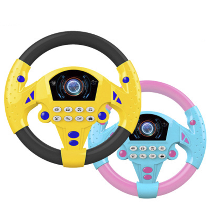 Simulation Steering Wheel Toy with Light Kids Musical Copilot Stroller ...