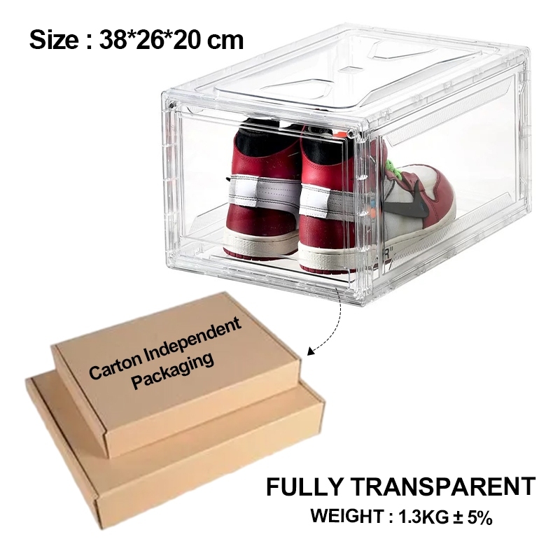 【SG STOCK】Acrylic Display Shoe Box Side Open Clear Shoe Box Magnetic ...