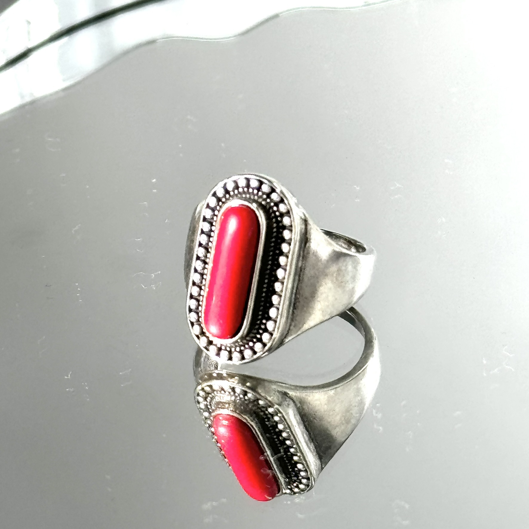 【Surprise Price】Imitation Coral Cinnabar Red Tibet Nepal Style Open ...