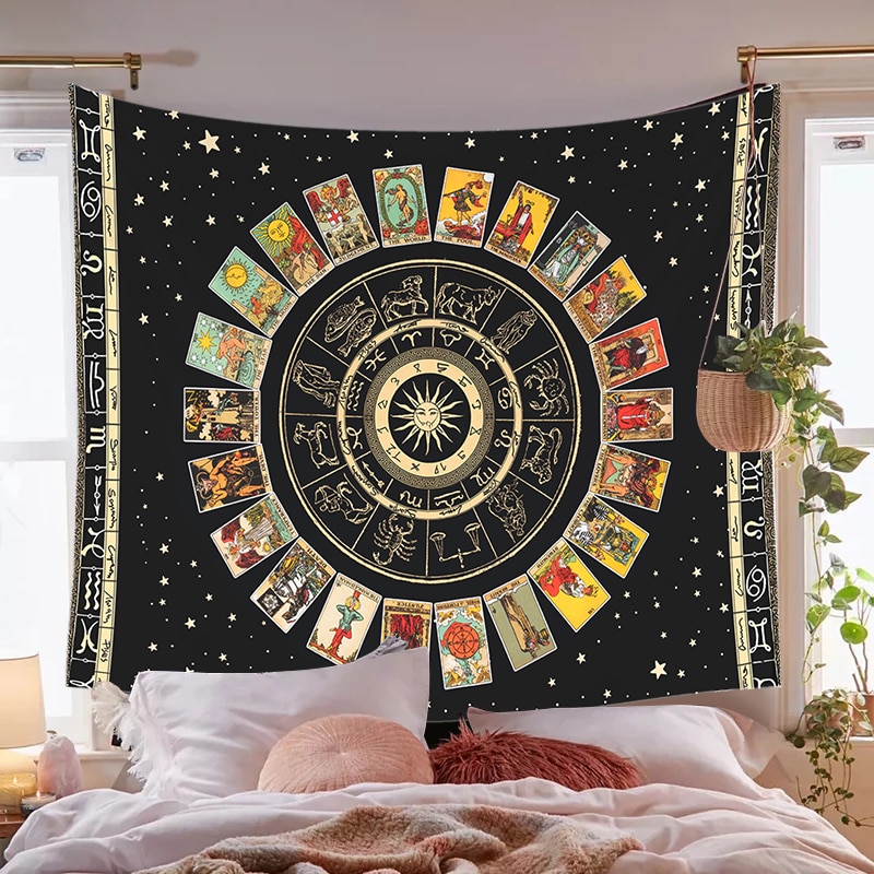 Mandala Tarot Card Tapestry Wheel of the Zodiac Astrology Chart & the ...