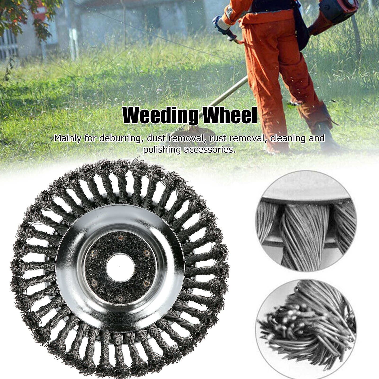 8in Trimmer วัชพืชหัวแปรง Universal Steel ลวด Weeding Wheel Lawn Mover ...