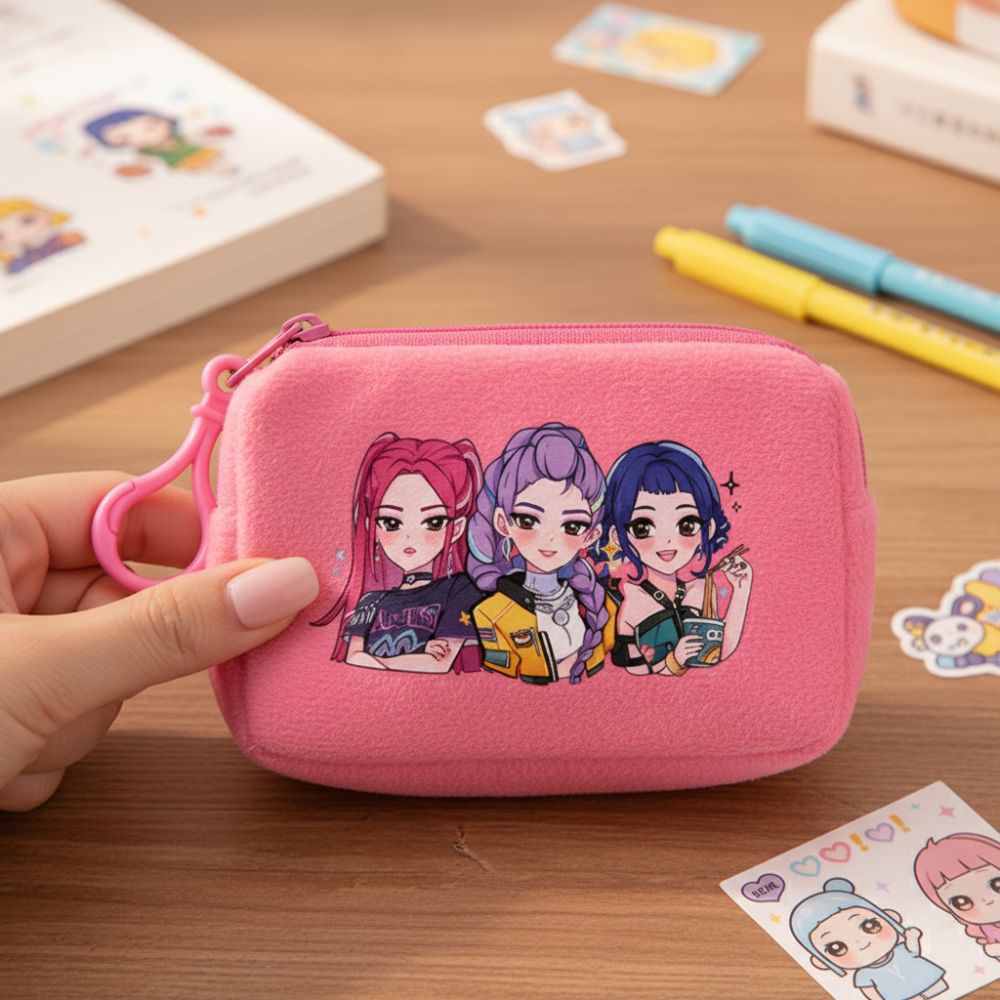 Cute Mini KPop Demon Hunters Coin Purse Portable Large Capacity Girls ...