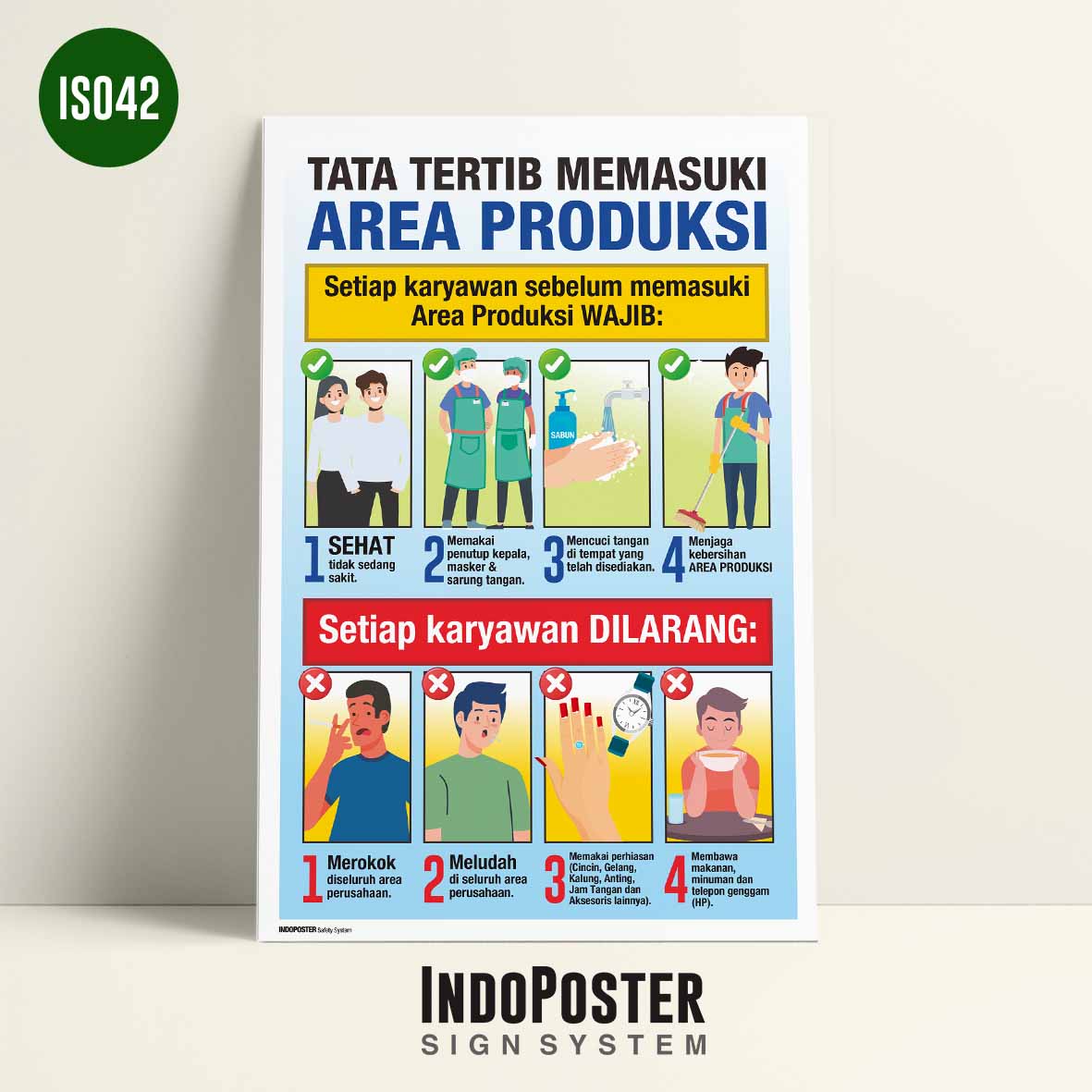 Poster K3 Safety Tata Tertib Di Ruang Produksi Higienis Tanpa Frame 
