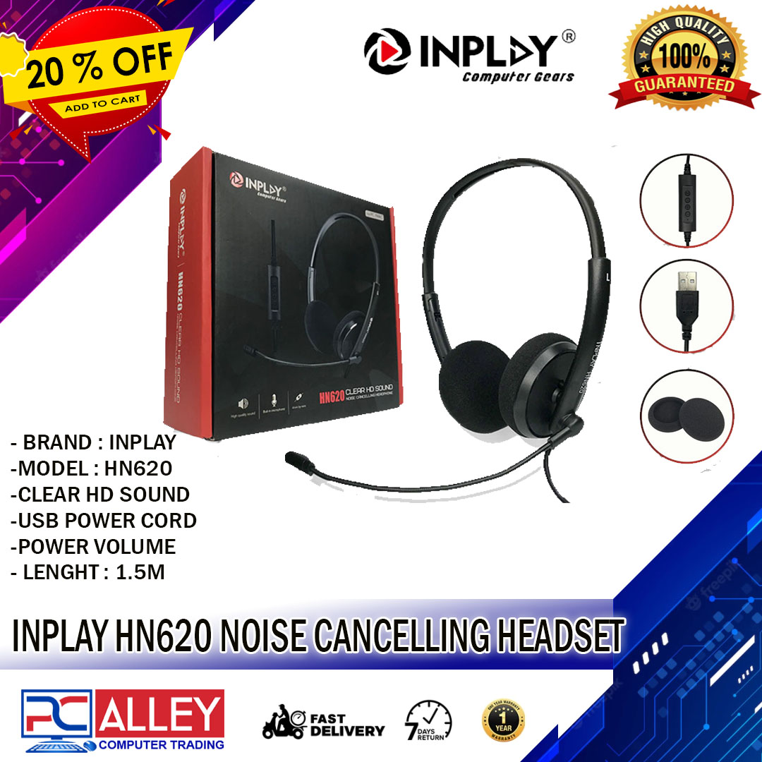 INPLAY HN620 NOISE CANCELLING CLEAR HD SOUND HEADSET WITH MICROPHONE PC ...