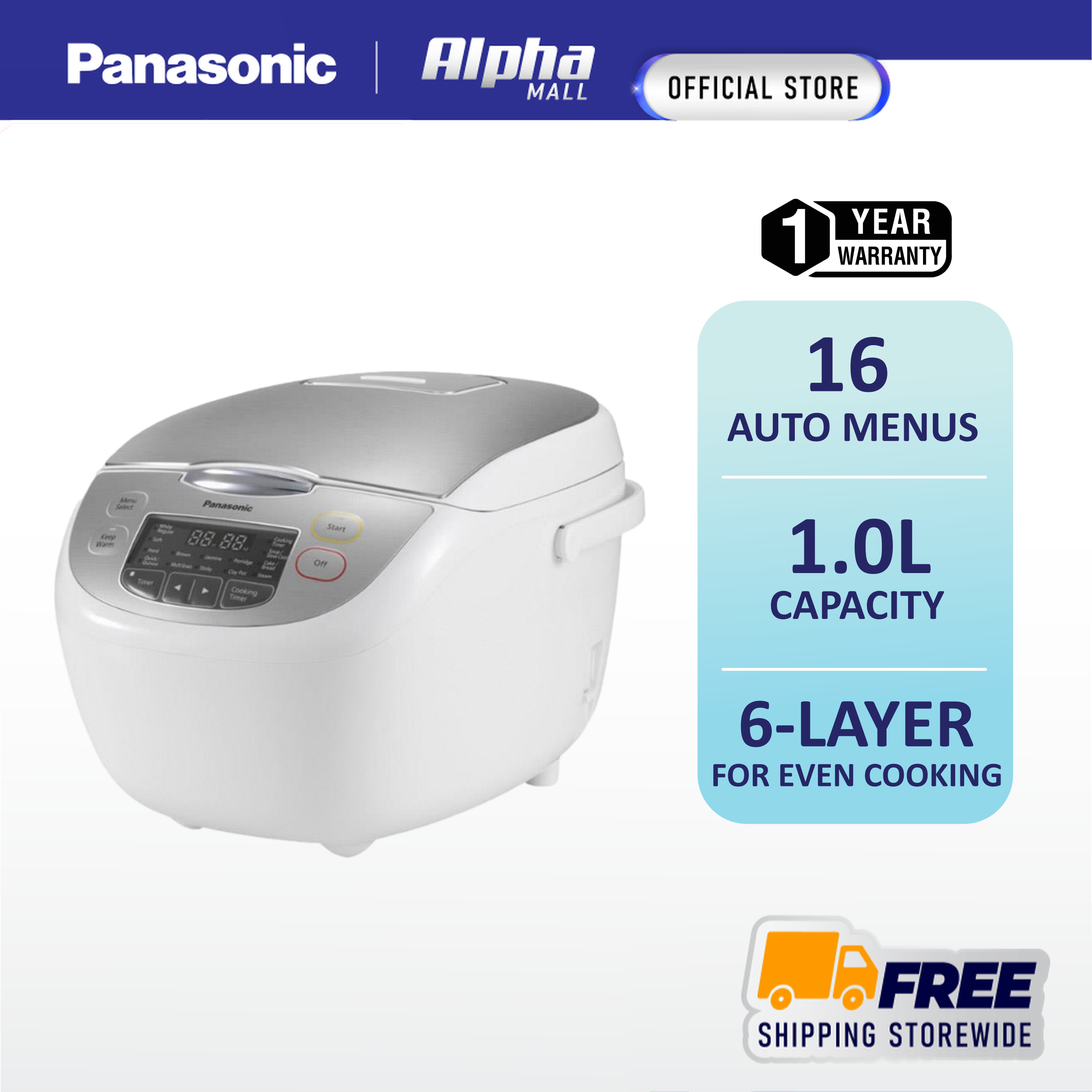 PANASONIC SR-CX108 Jar Rice Cooker 1.0L SR-CX108SSK Auto Menus 6 Layer ...