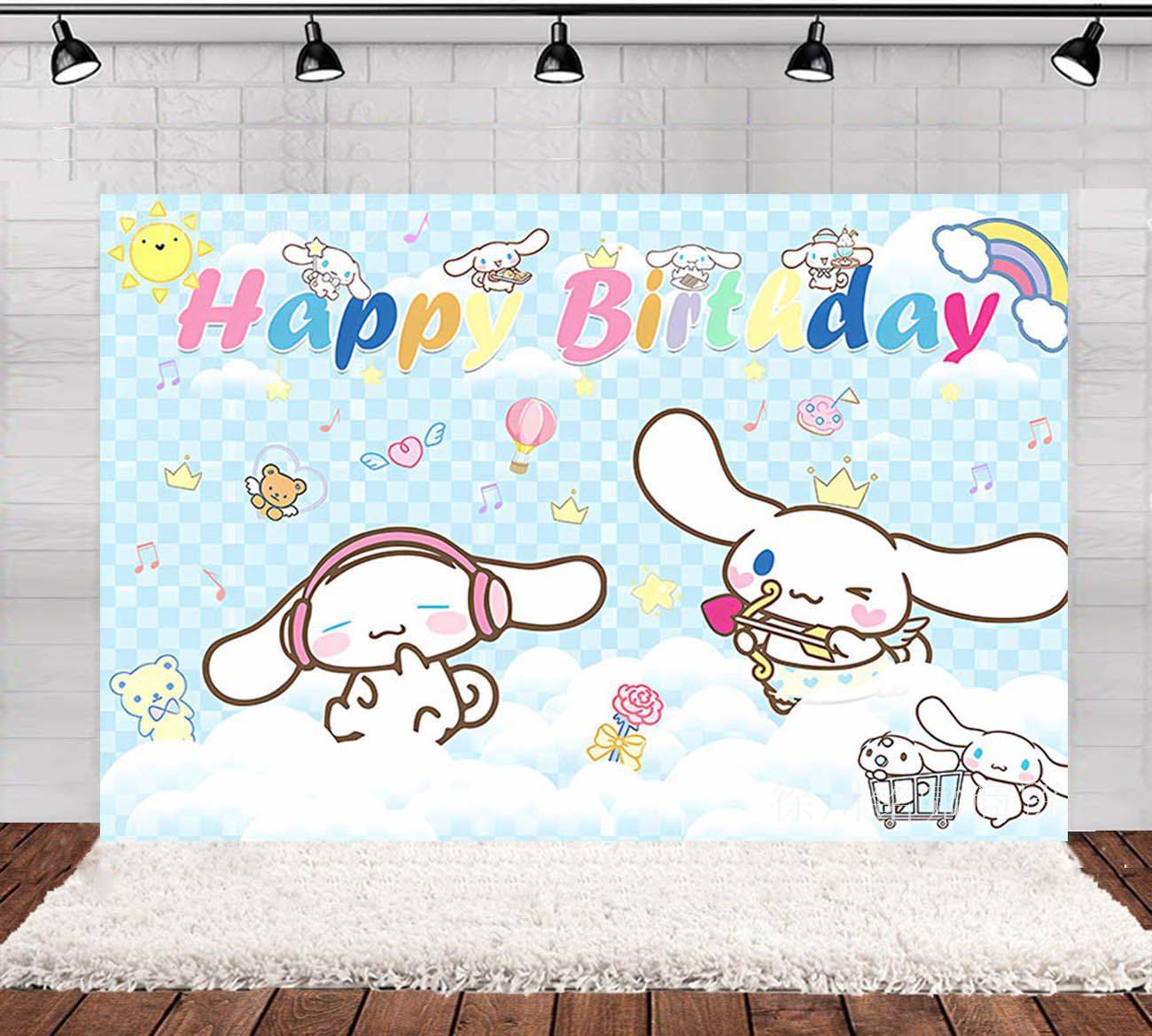 Sanrio Cinnamoroll Birthday theme backdrop banner party decoration ...