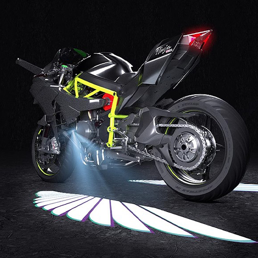 FG Pair Motorcycle LED Welcome Light Angel Wings Style Projection ...