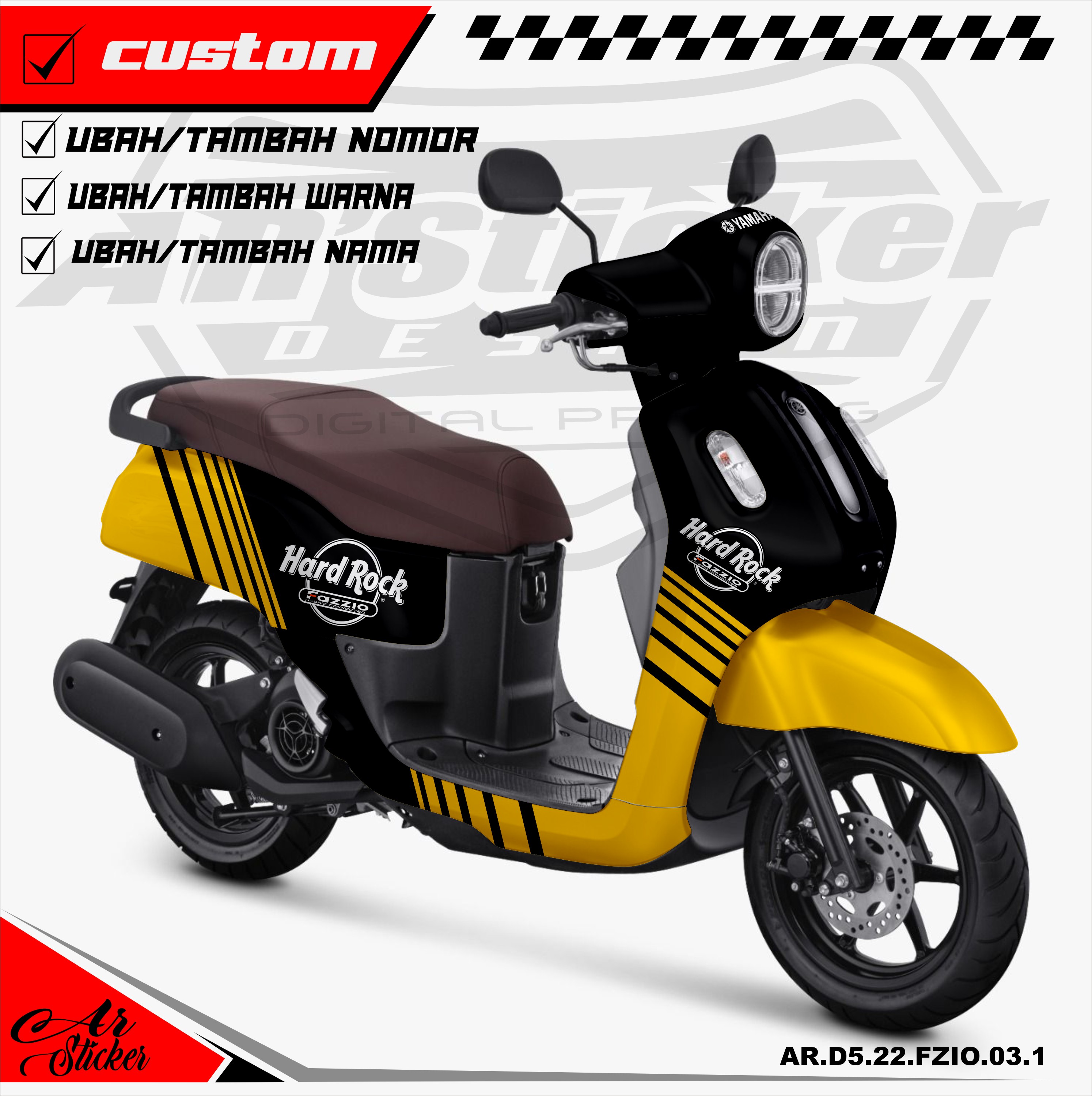 Decal Yamaha Fazzio Hologram Pelangi,Chrome - Sticker Decal Fullbody ...