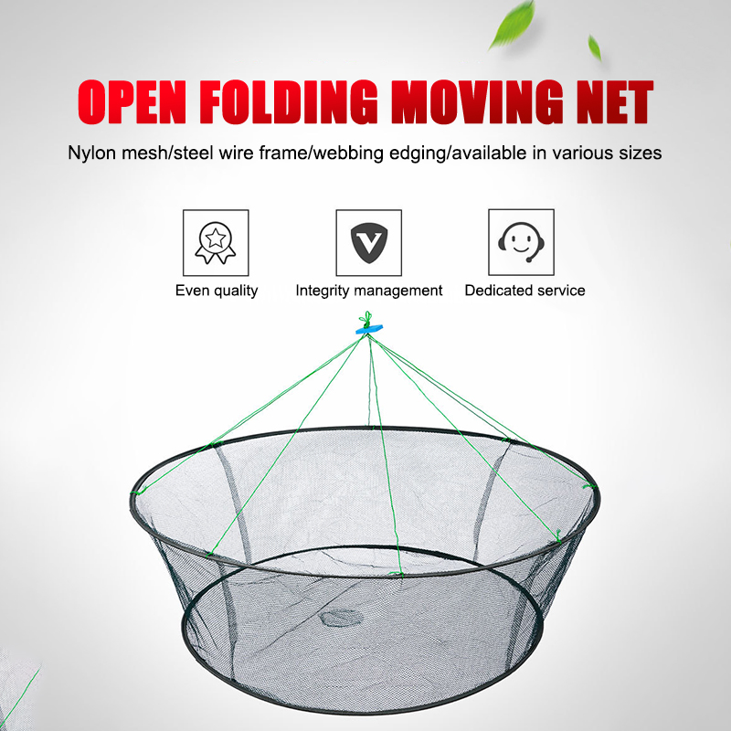 80CM Loose Mouth Folding Drop Fishing Net Shrimp Catcher Tank Casting ...