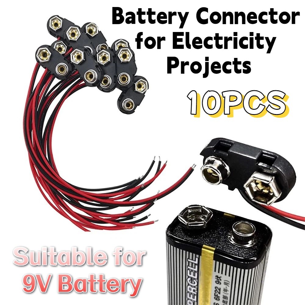 10Pcs Battery Clip Lead I / T Type Cable Battery Holder Clip Snap on ...