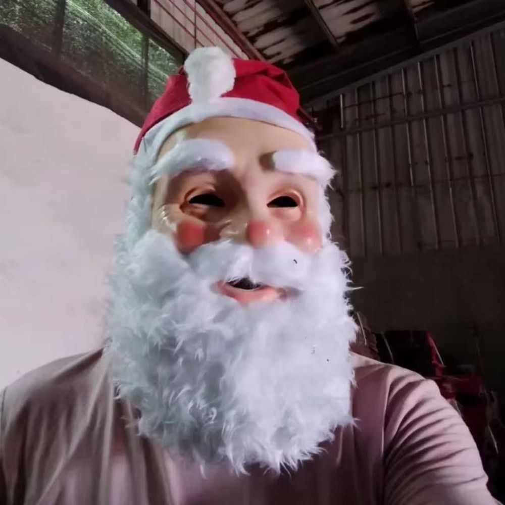 Warm Face Cover Santa Claus Beard Hat Set Cosplay Props Xmas Christmas ...