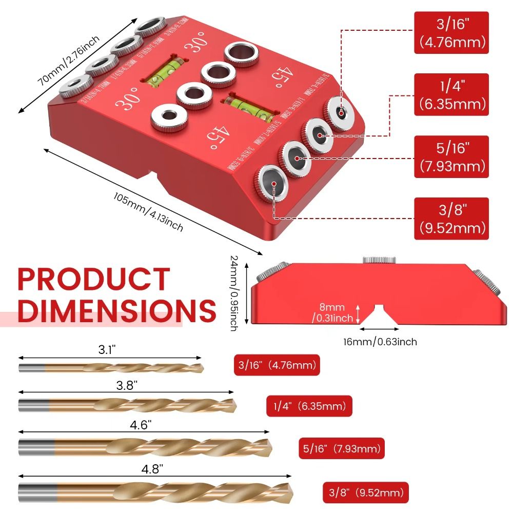 Drill Template Block 30 45 90 Degree Drilling Locator Angled/Straight ...