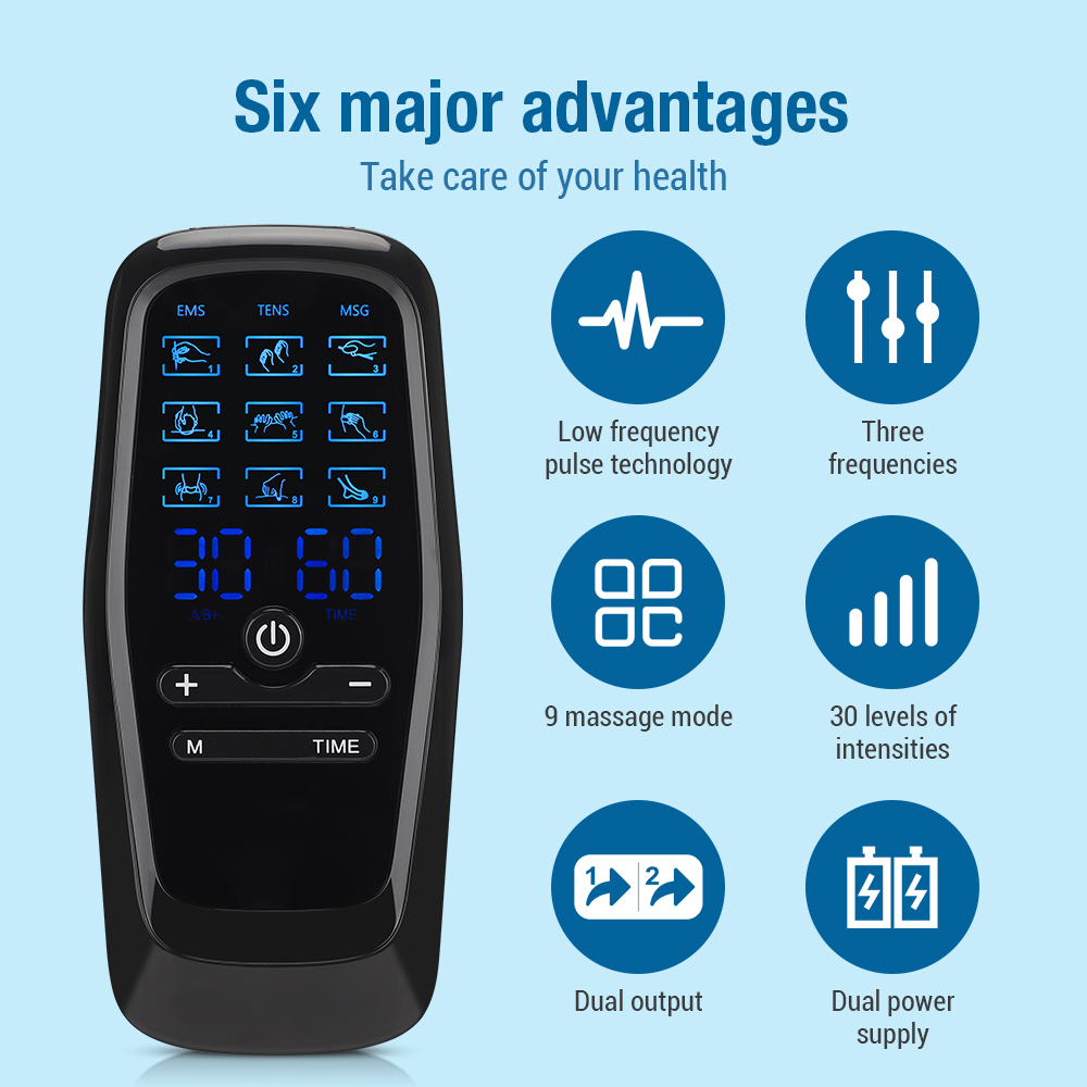 ตัวส่งสิบข้อความEMS 9โหมด30ระดับชีพจรกล้ามเนื้อ Electrostimulator ...