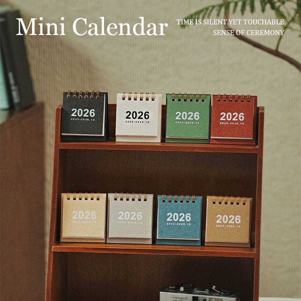 Kid Gift Month Date Display 2026 Mini Desk Calendar Solid Color Date ...