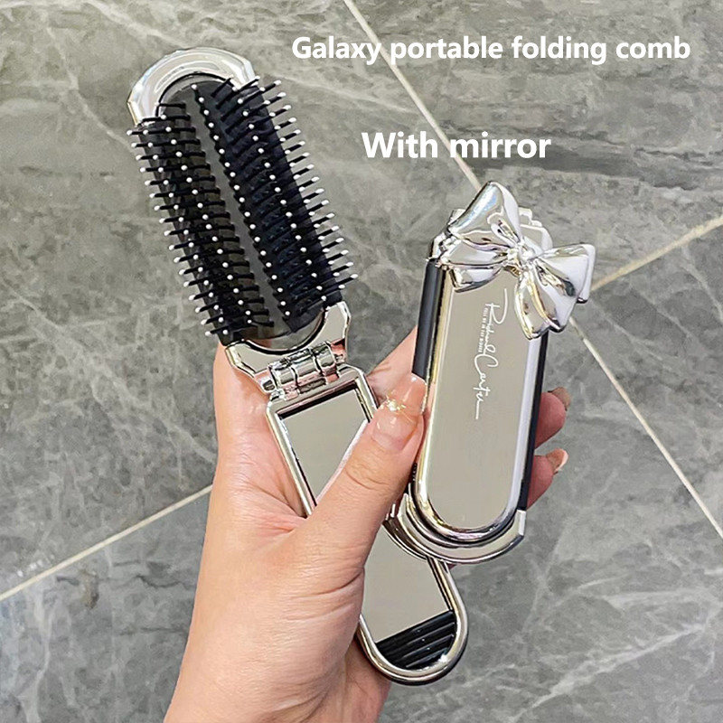 Foldable Mini Small Comb Portable Carry Mirror Press for Ladies and ...