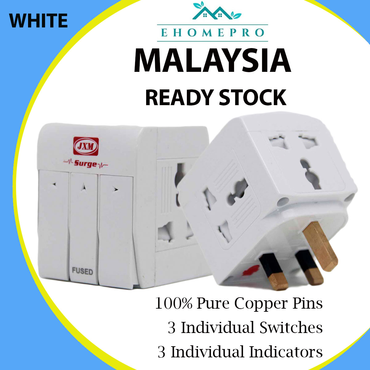 [READY STOCK] 3 Ways Adapter with switch/ power point/3 pins sockets ...