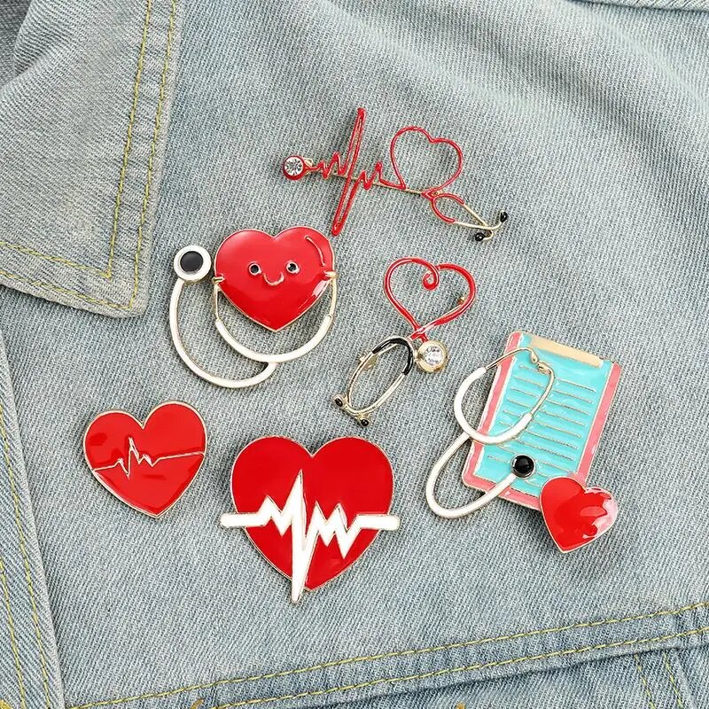 Stethoscope Collection Enamel Pins Cartoon Doctor Nurse Brooch Lapel ...