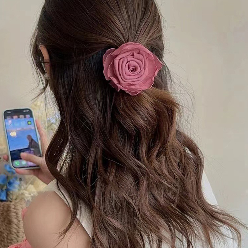 Chinese Style Retro Rose Elastic Hair Band Ponytail Flower Hair Rope ...