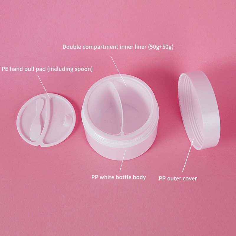 100g Double Grid Empty Cream Jar Cosmetic Containers Round Plastic ...