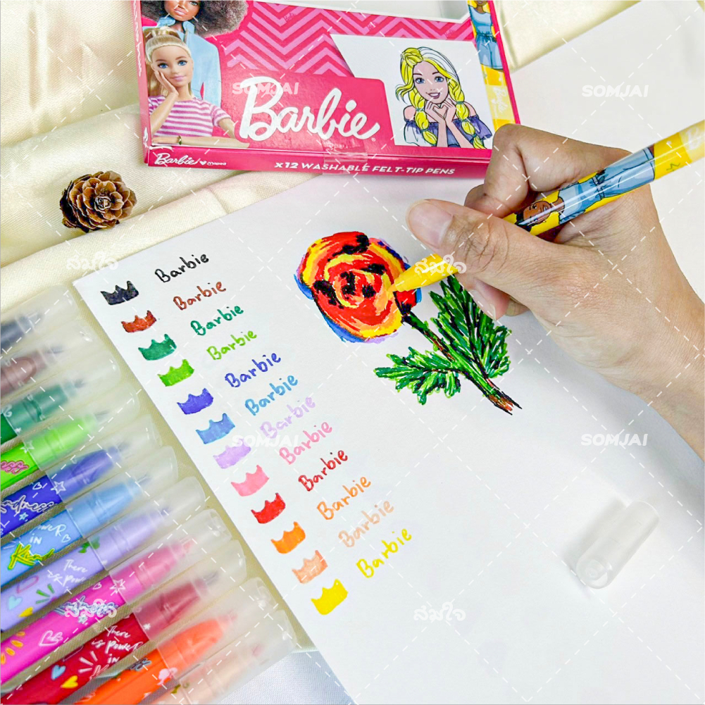 Maped Barbie coloring book set (wood color magic scissors eraser ...